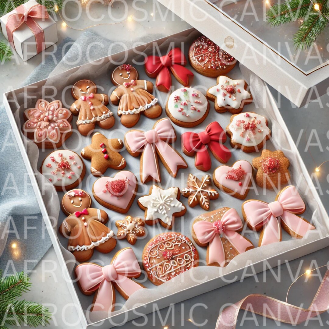 Pink Christmas Cookie Clipart Bundle | Gingerbread PNG Set, Holiday ...