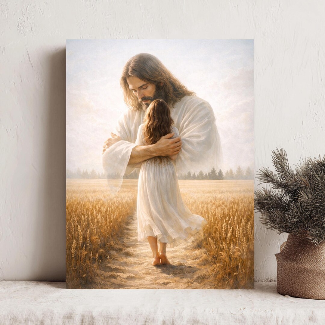 Jesus Embracing Child Wall Art, Christian Canvas Fabric Print - Etsy