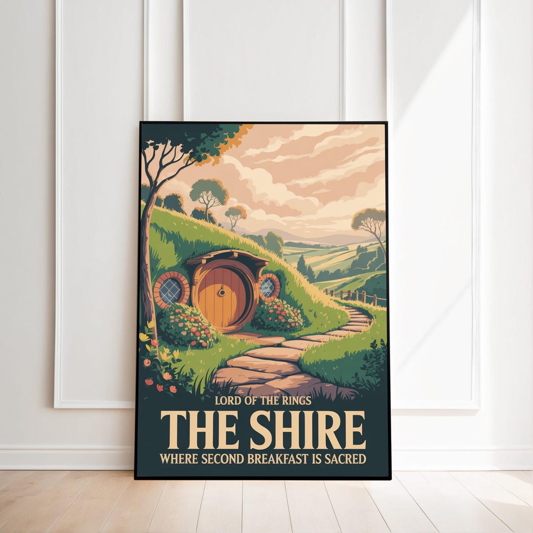 The Shire Travel Poster: Middle Earth Art Print - Retro Fairy Tale - Etsy