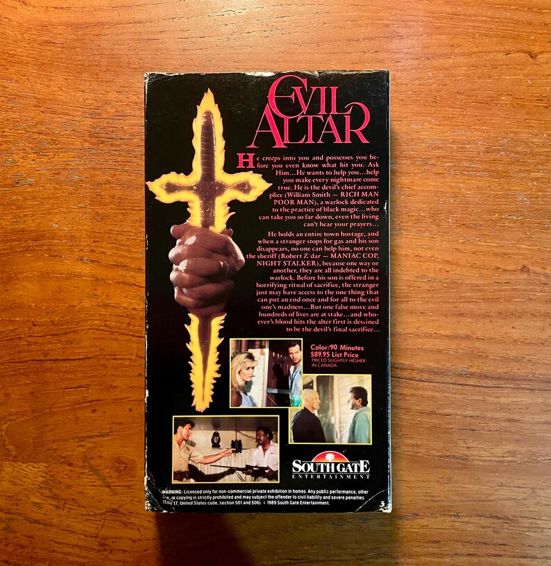 Evil Altar - Robert Z'dar 1989 Horror VHS Video Tape - Etsy