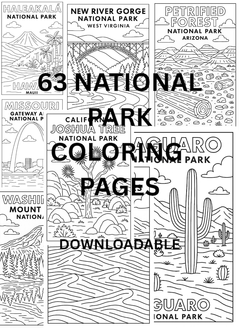 63 National Park in USA -coloring Sheets - Etsy