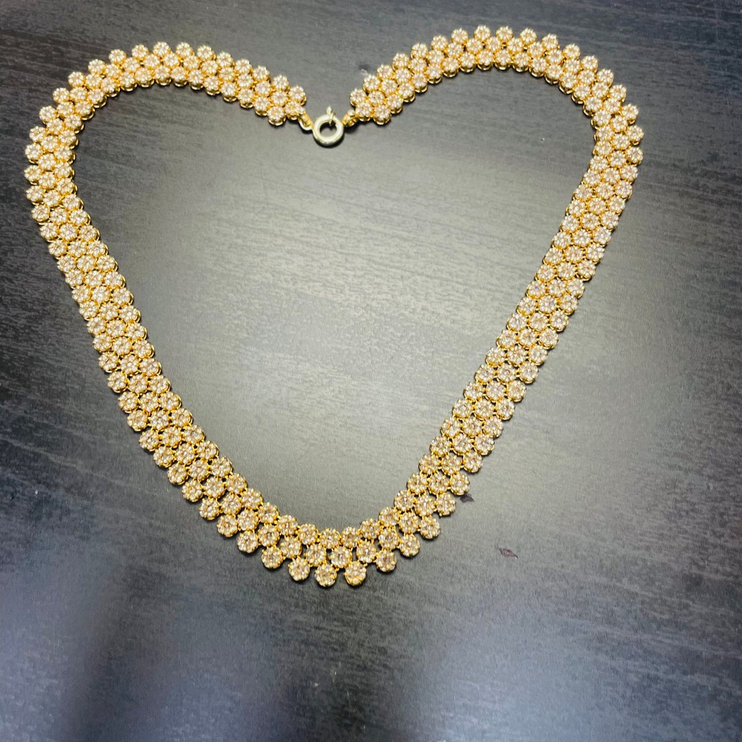 26.5CTW Rose Cut Diamond Solid 22K Yellow Gold Necklace Collar WOW!! - Etsy