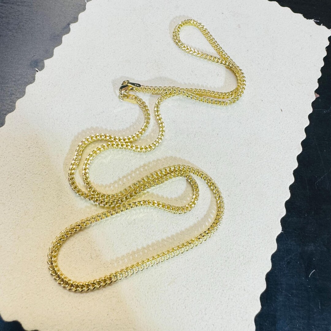 20” 2.2mm Solid Real 14K Yellow Gold Franco Link Chain Necklace - Etsy