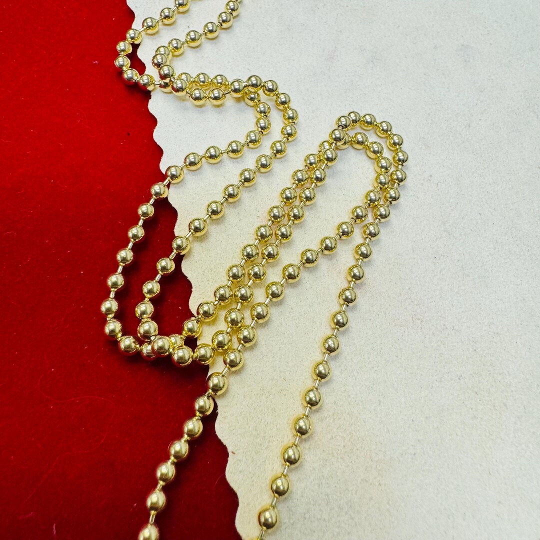 20" 3mm Solid 14K Yellow Gold Ball Chain With Lobster Clasp - Etsy