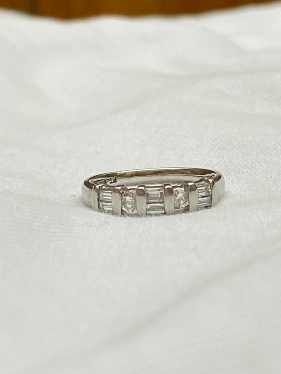 Vintage solid platinum wedding - Gem