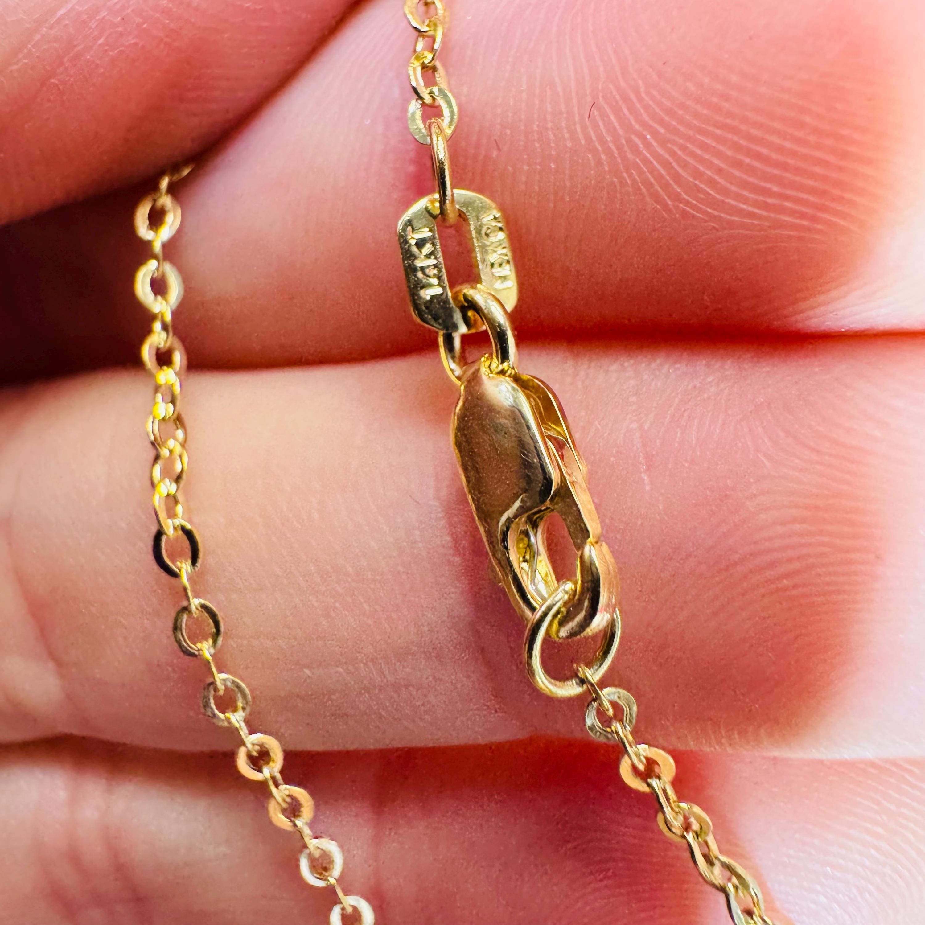 16" 1mm Solid 14K Yellow Gold Rolo Chain Necklace - Etsy