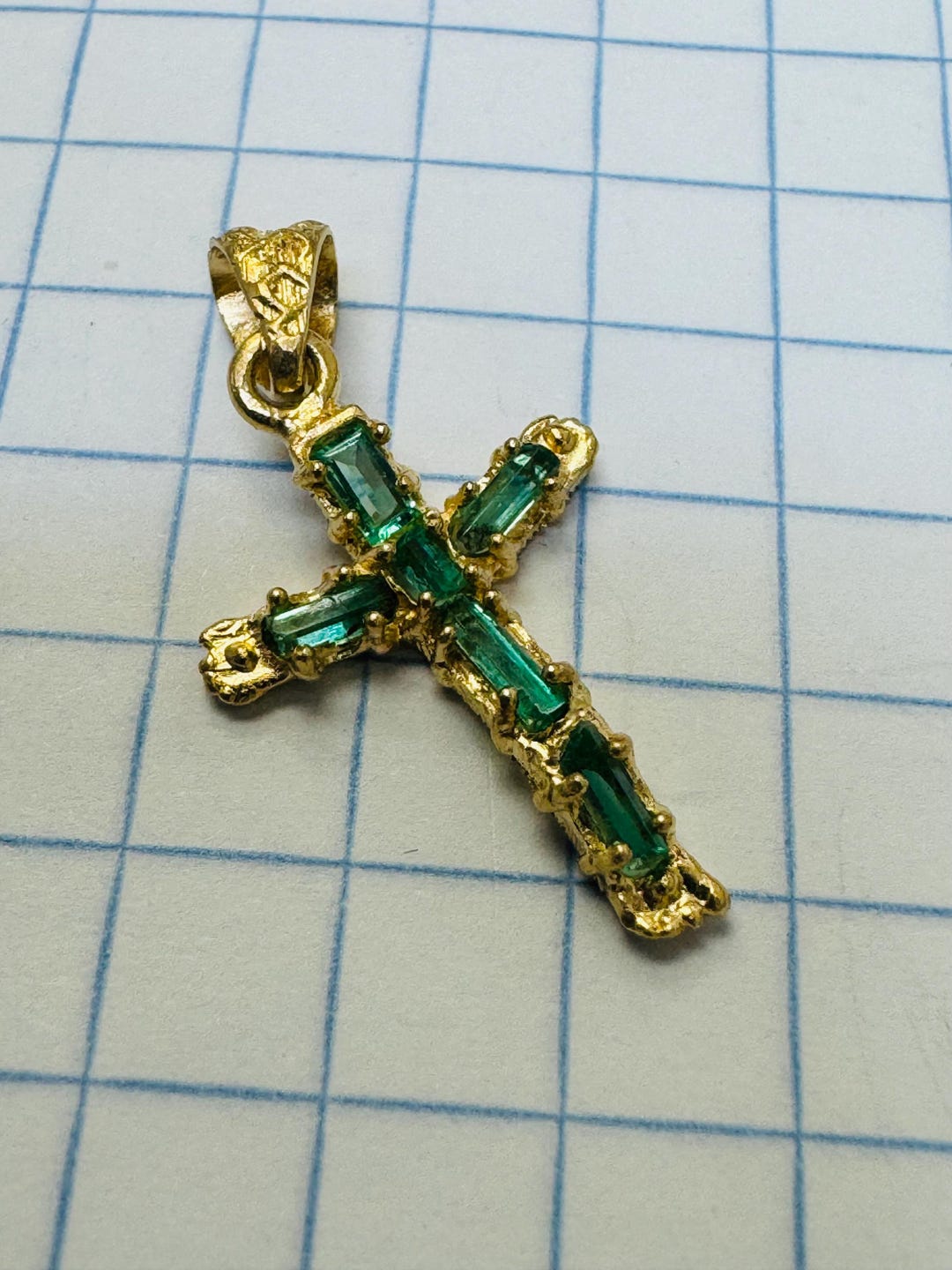Natural Colombian Emerald 14K Yellow Gold Cross Pendant 1.1x.50" - Etsy
