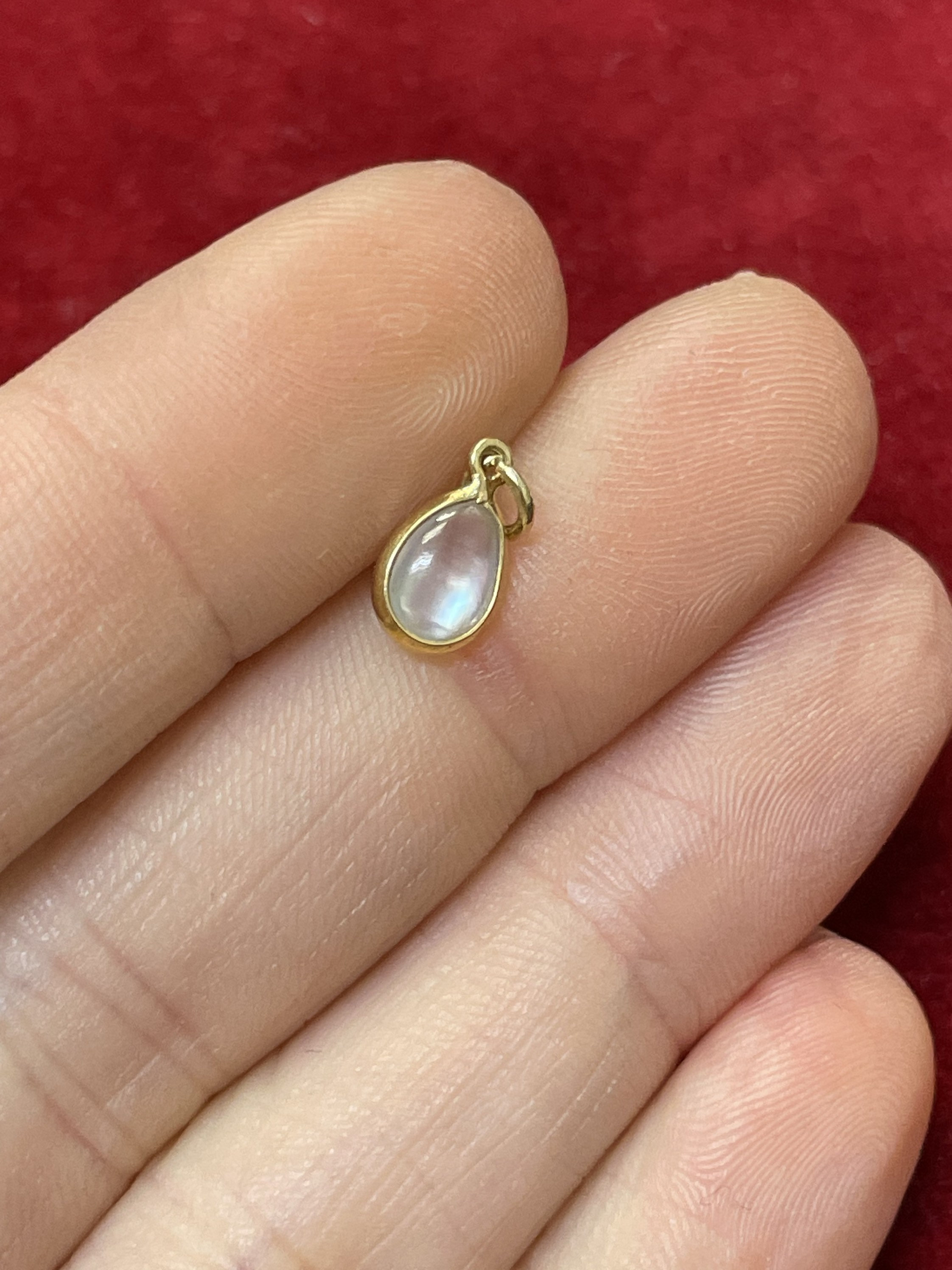 Natural Blue Moonstone Solid 14K Yellow Gold Charm - Etsy