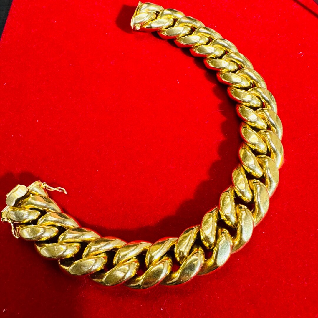 9" 17mm 14K Yellow Gold Curb Link Bracelet With Box Lock Clasp 84.4g ...