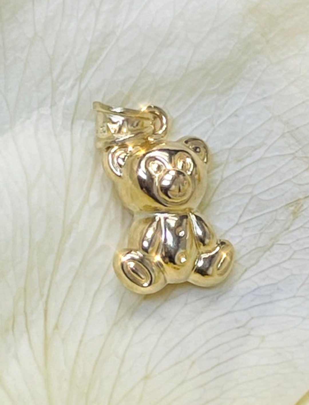 Cute 14K Yellow Gold Puffy Teddy Bear Charm Pendant .75x.50" - Etsy