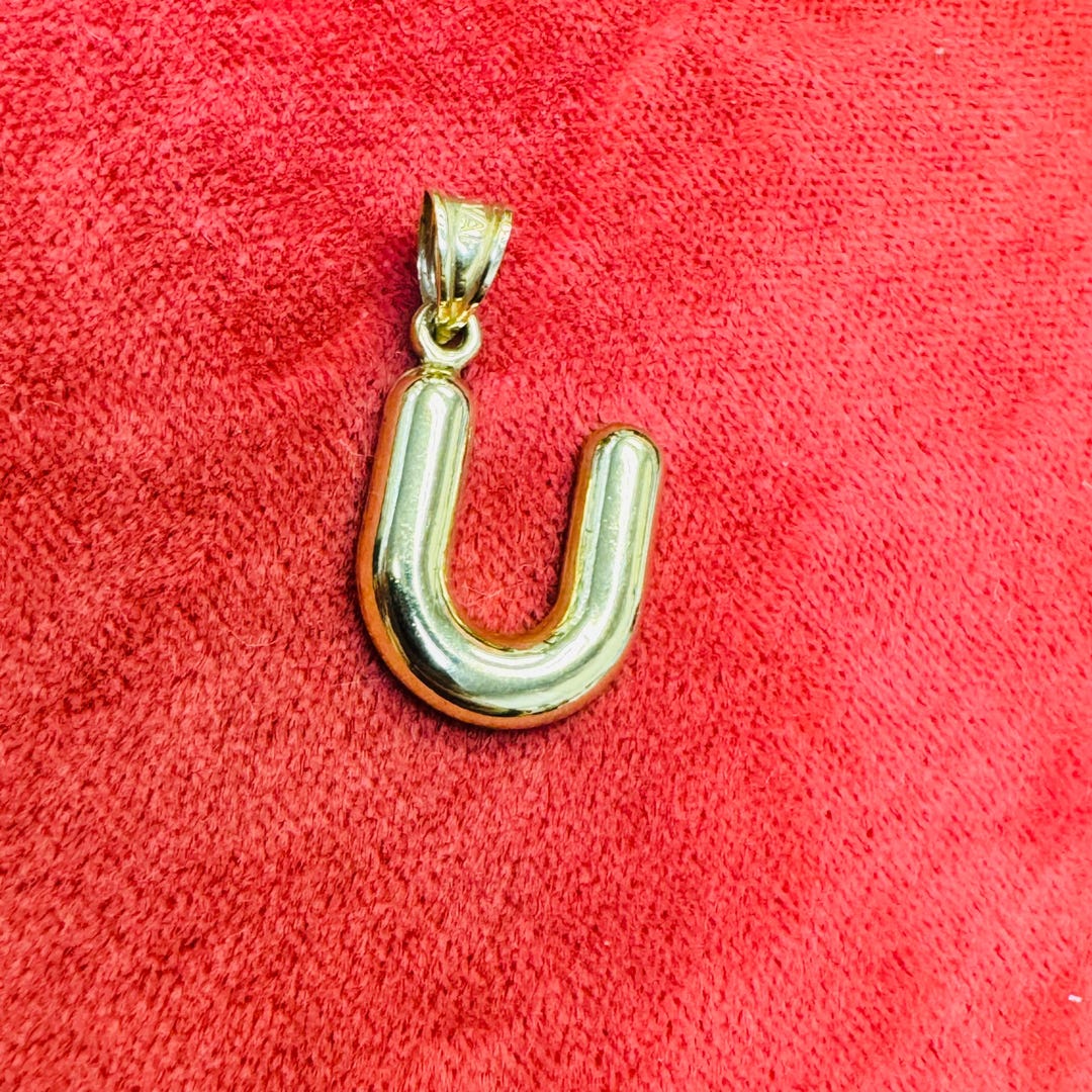 Cute 10K Yellow Gold Puffy Balloon Initial U Charm Pendant - Etsy