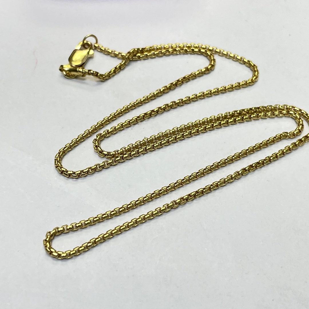 Solid 10K Yellow Gold 1.5mm Rounded Barrel Link Chain Necklace 20" - Etsy