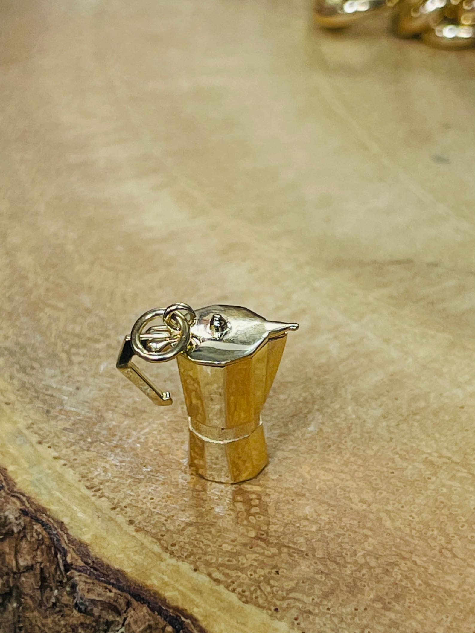Cutest! Mini Solid 14K Yellow Gold Cafecito Espresso Coffee Maker Charm ...