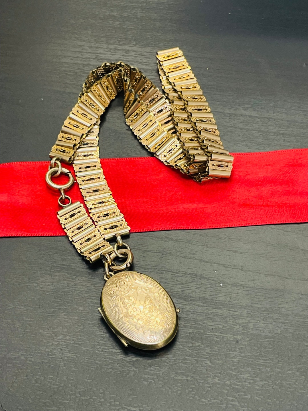 Antique Victorian Gold Filled Book Chain and Locket Exquisite - Etsy