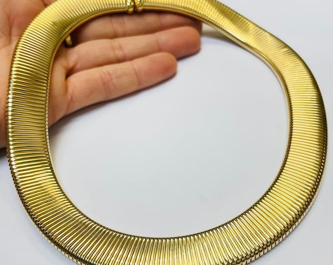 16" 15mm Tubogas Solid 14K Yellow Gold Snake Necklace Chain - Etsy