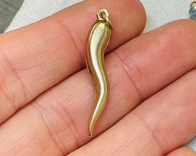 14K Yellow Gold Italian Horn Chilli Pepper Charm or Pendant Vintage - Etsy