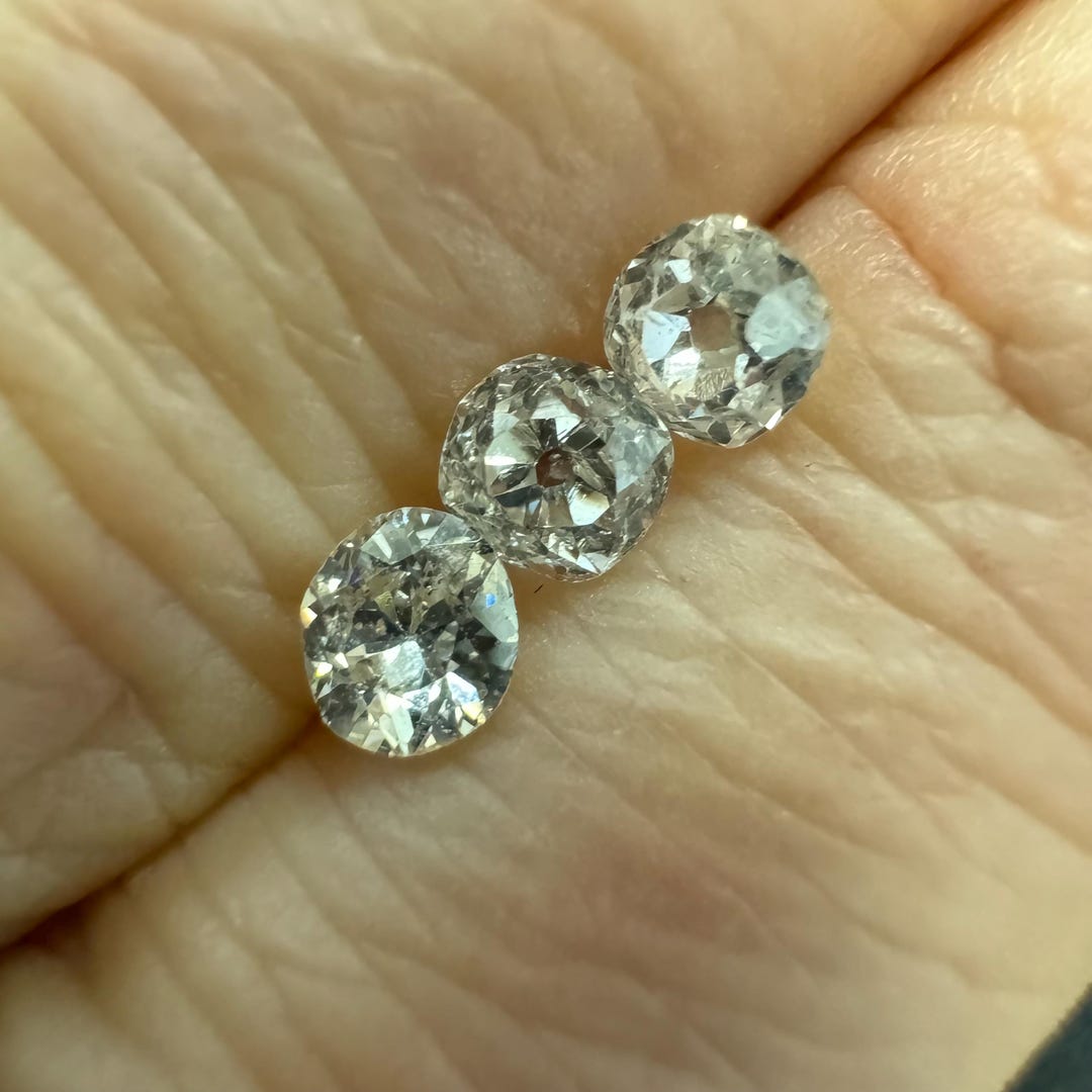 Lot of 3 .65ct Old Mine Loose Diamonds Layout G-H Color I1 3.6-3.9mm for Repair or Custom ...