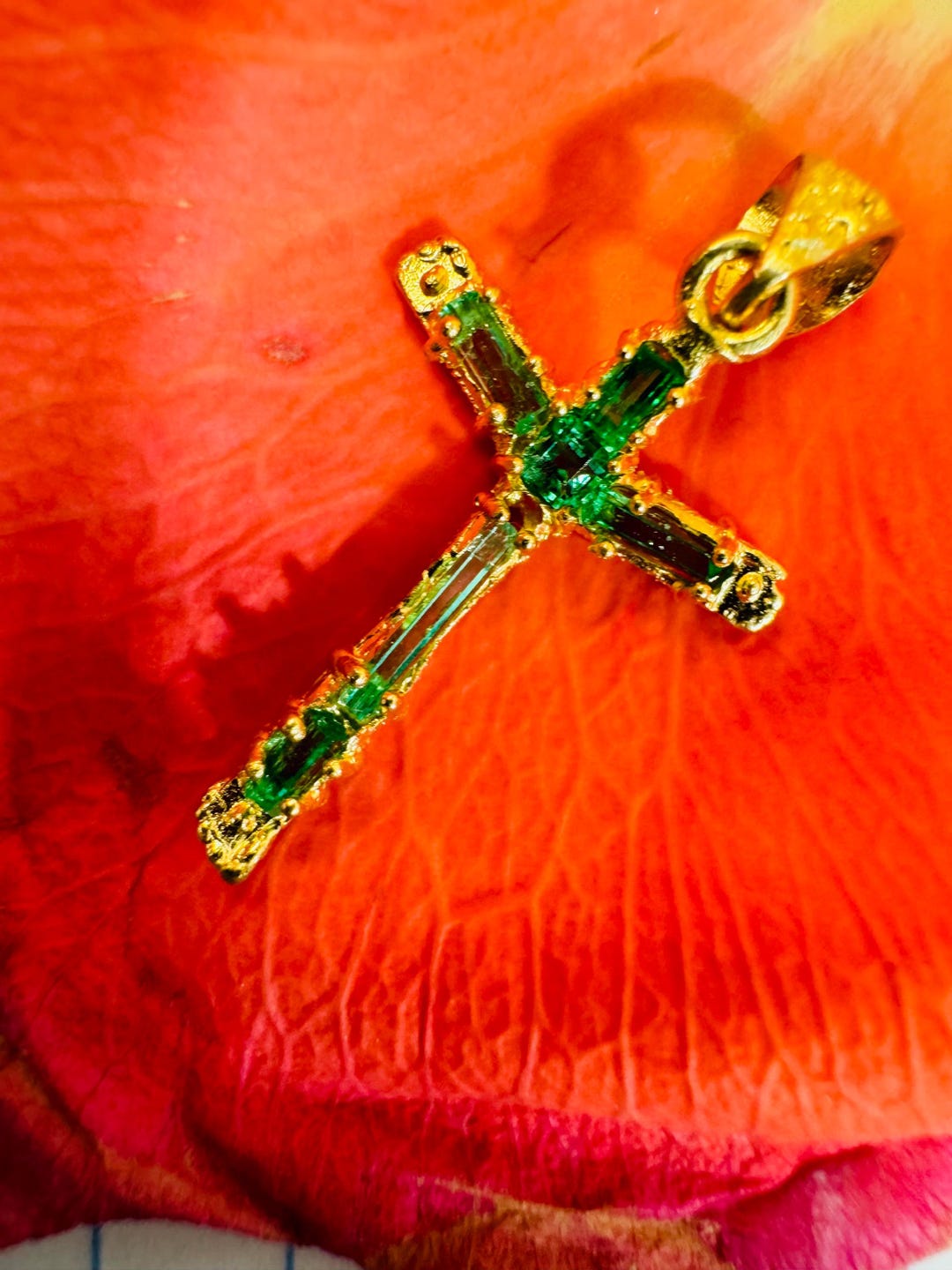Natural Colombian Emerald 14K Yellow Gold Cross Pendant 1.1x.50" - Etsy