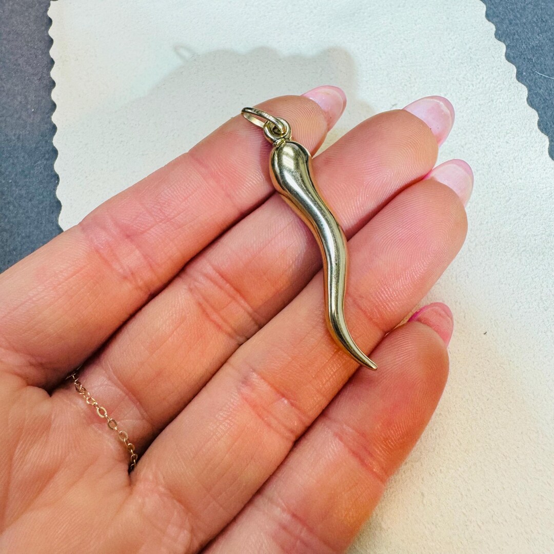 1.75" 14K Yellow Gold Italian Horn Chilli Pepper Charm or Pendant - Etsy