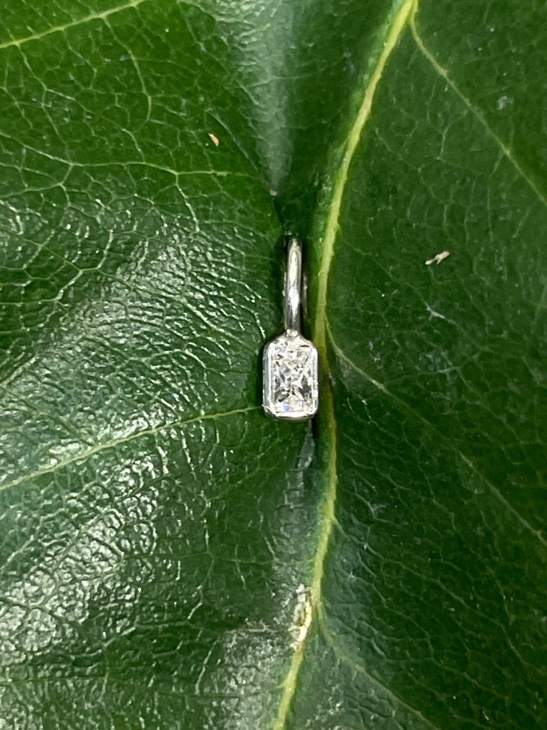 Natural .12CT Rectangle Princess Cut Diamond Solitaire 14K - Etsy