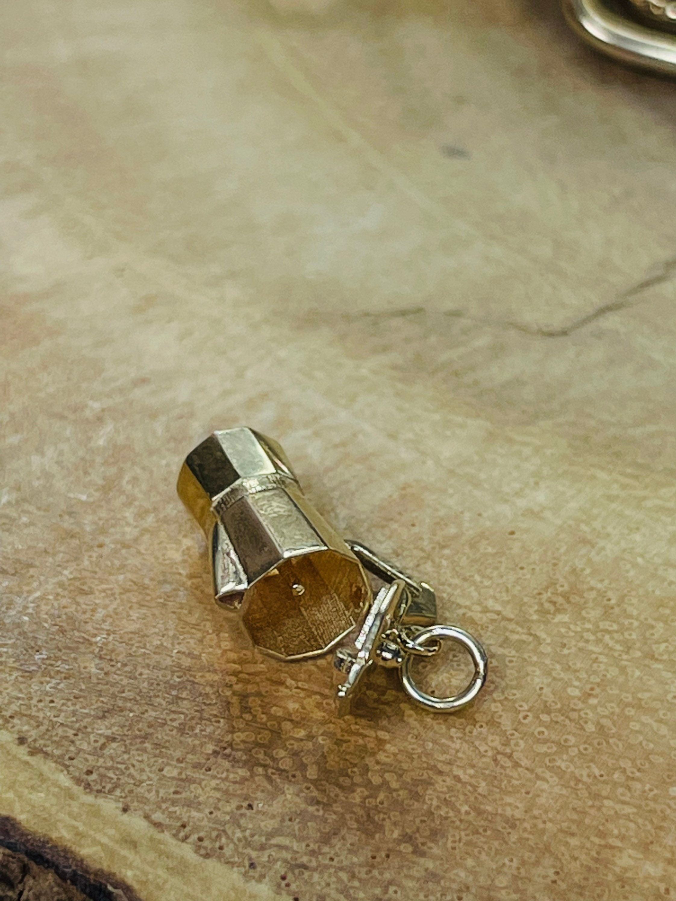 Cutest! Mini Solid 14K Yellow Gold Cafecito Espresso Coffee Maker Charm ...