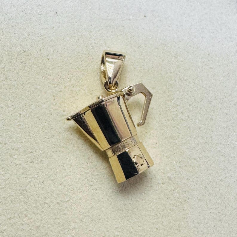 Cutest! Mini Solid 14K Yellow Gold Cafecito Espresso Coffee Maker Charm ...