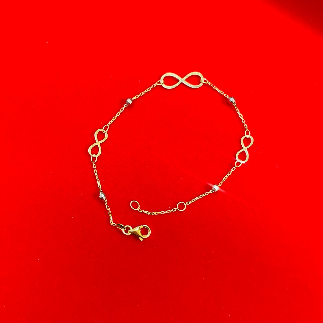 14K Yellow Gold Infinity Link Bracelet 6.25-7 - Etsy