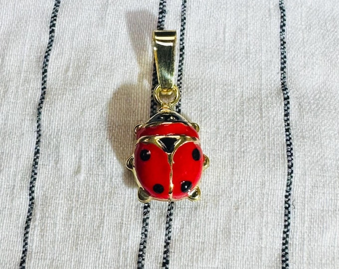 Solid 14K Yellow Gold Red Lady Bug Ladybug Enamel Charm - Etsy
