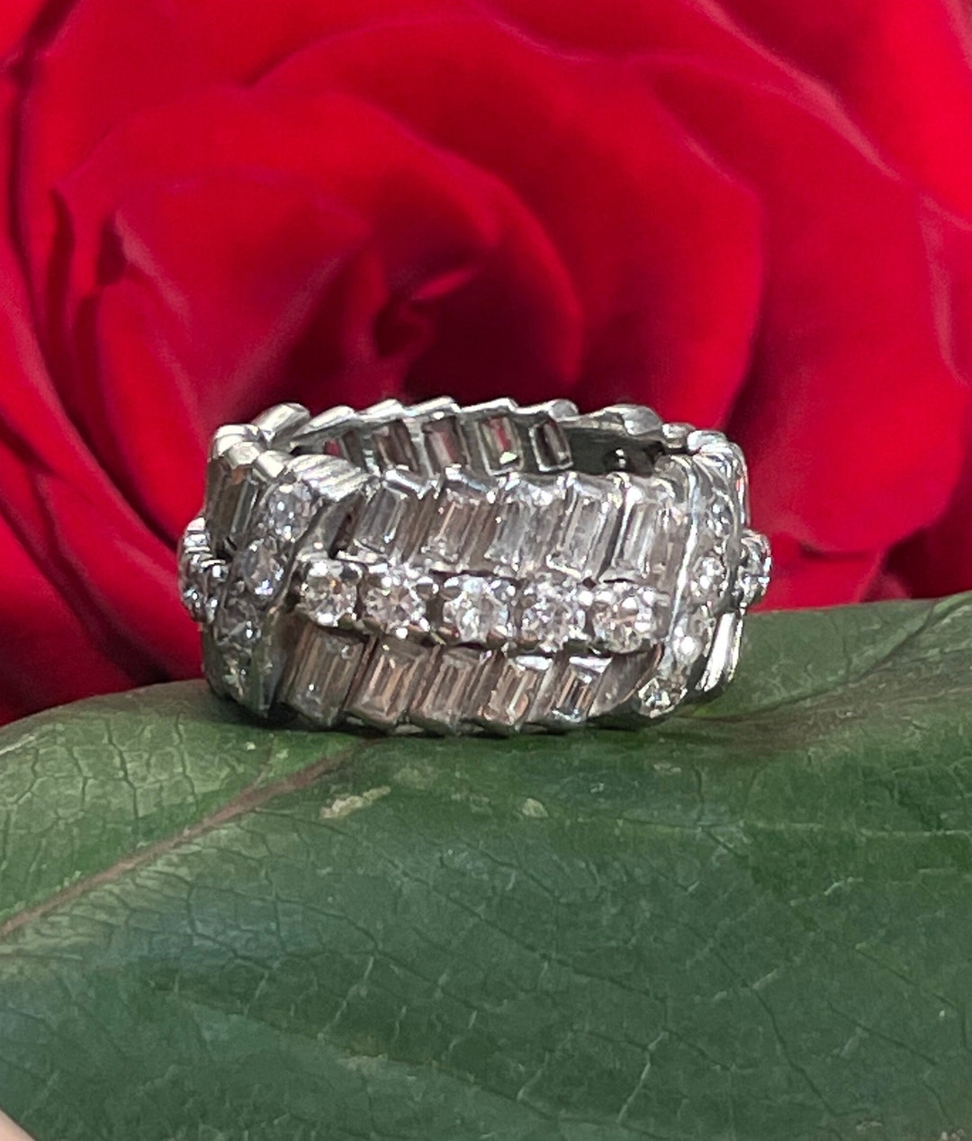 Amazing Wide Baguette and Round Diamond 1920s /30's Art Deco Eternity ...