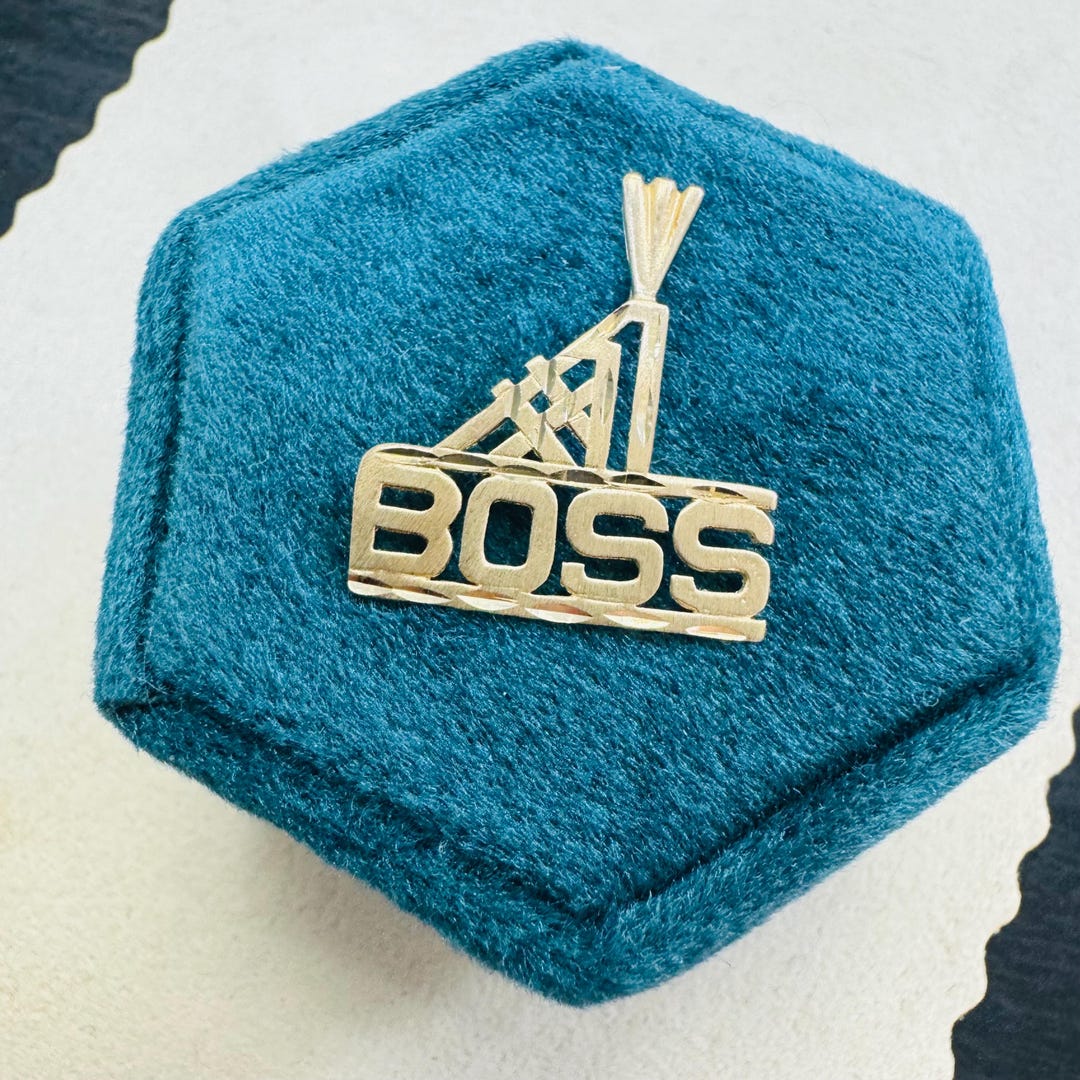 14K Yellow Gold Number 1 Boss Charm Pendant - Etsy