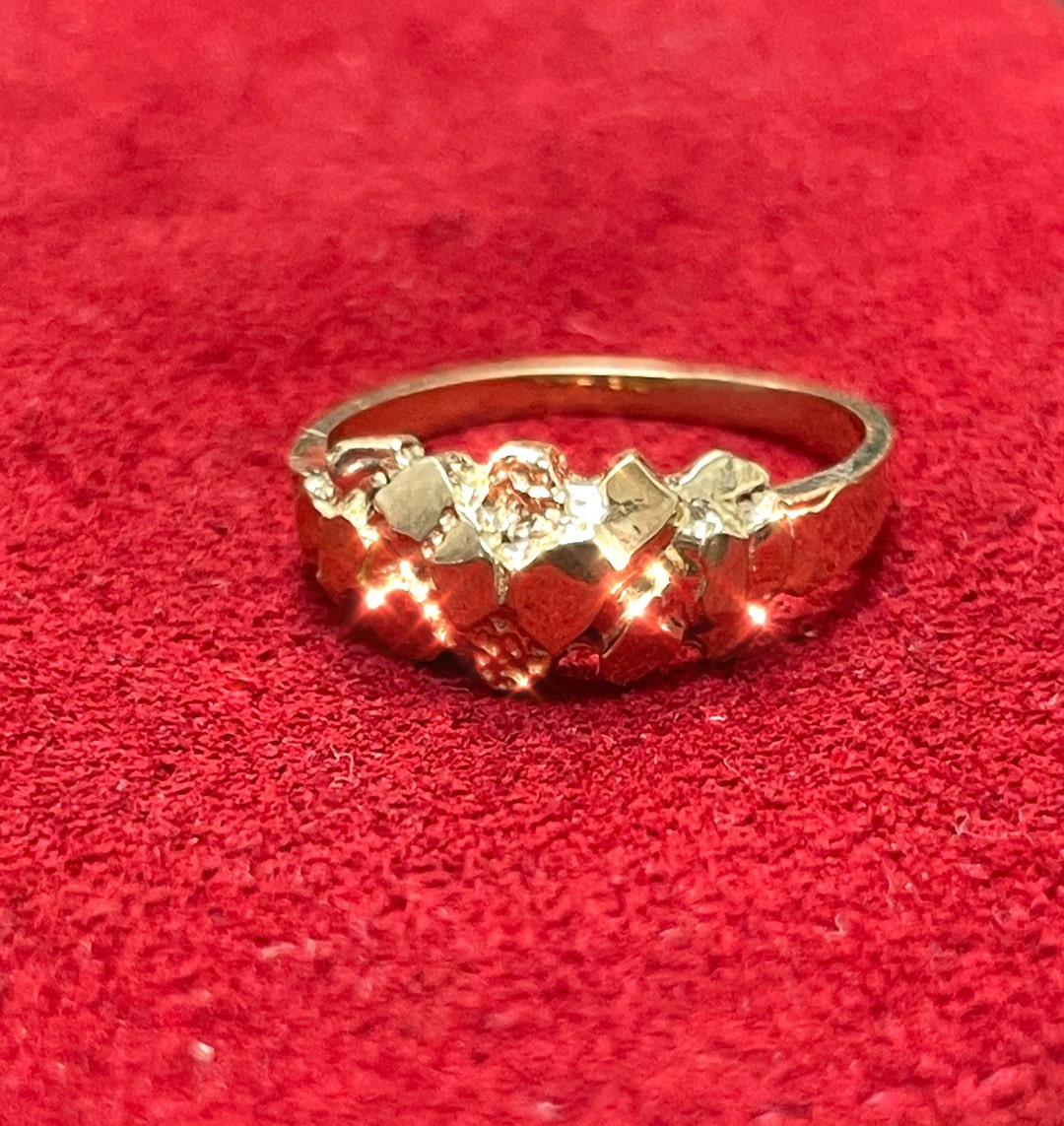 Cute Baby Midi or Pinky Ring Solid 10K Yellow Gold Gold Nugget Little ...