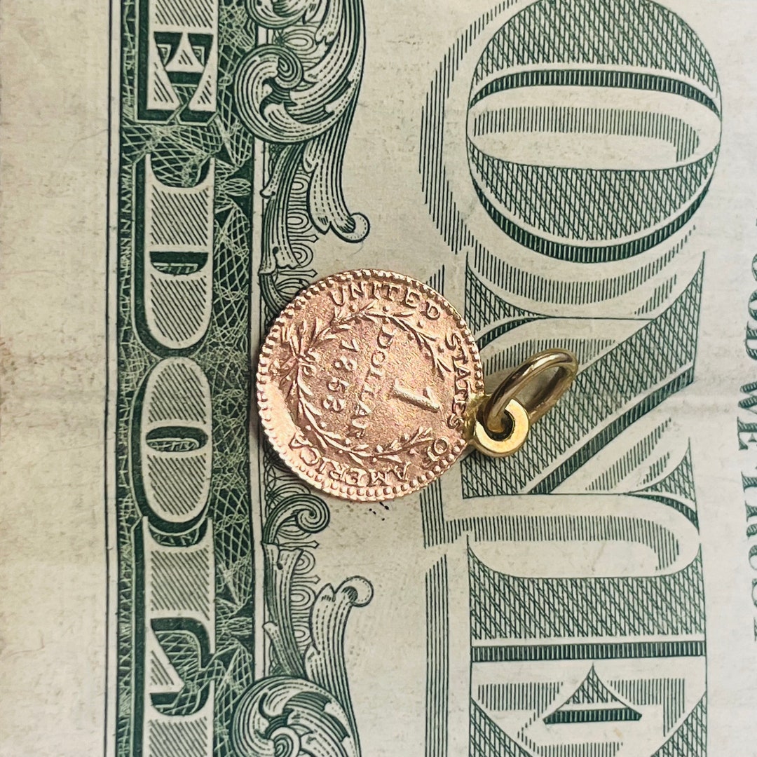 Cute! Mini 13mm Solid 14K Yellow Gold and 9K Rose Gold Coin Charm ...