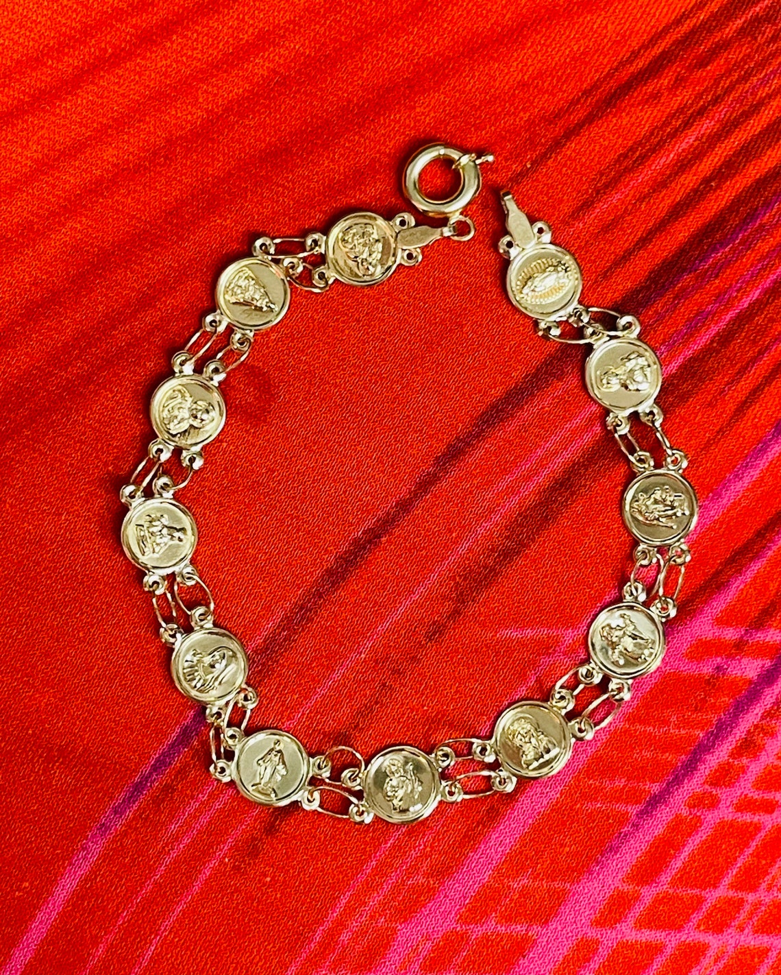 Solid 10K Yellow Gold Round Religious Christian All Saints Medallion ...