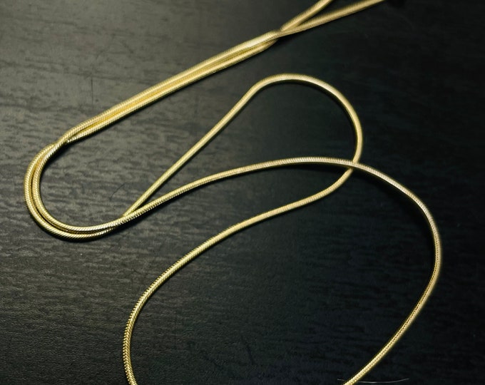 Solid 14K Yellow Gold 1mm 16” Supple Flexible Snake Chain Necklace 3.5g ...