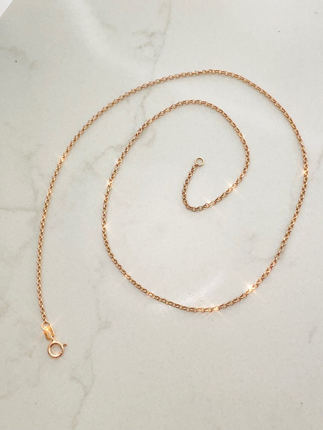 18” 2mm Solid 10K Pink Rose Gold Rolo Link Necklace Chain - Etsy