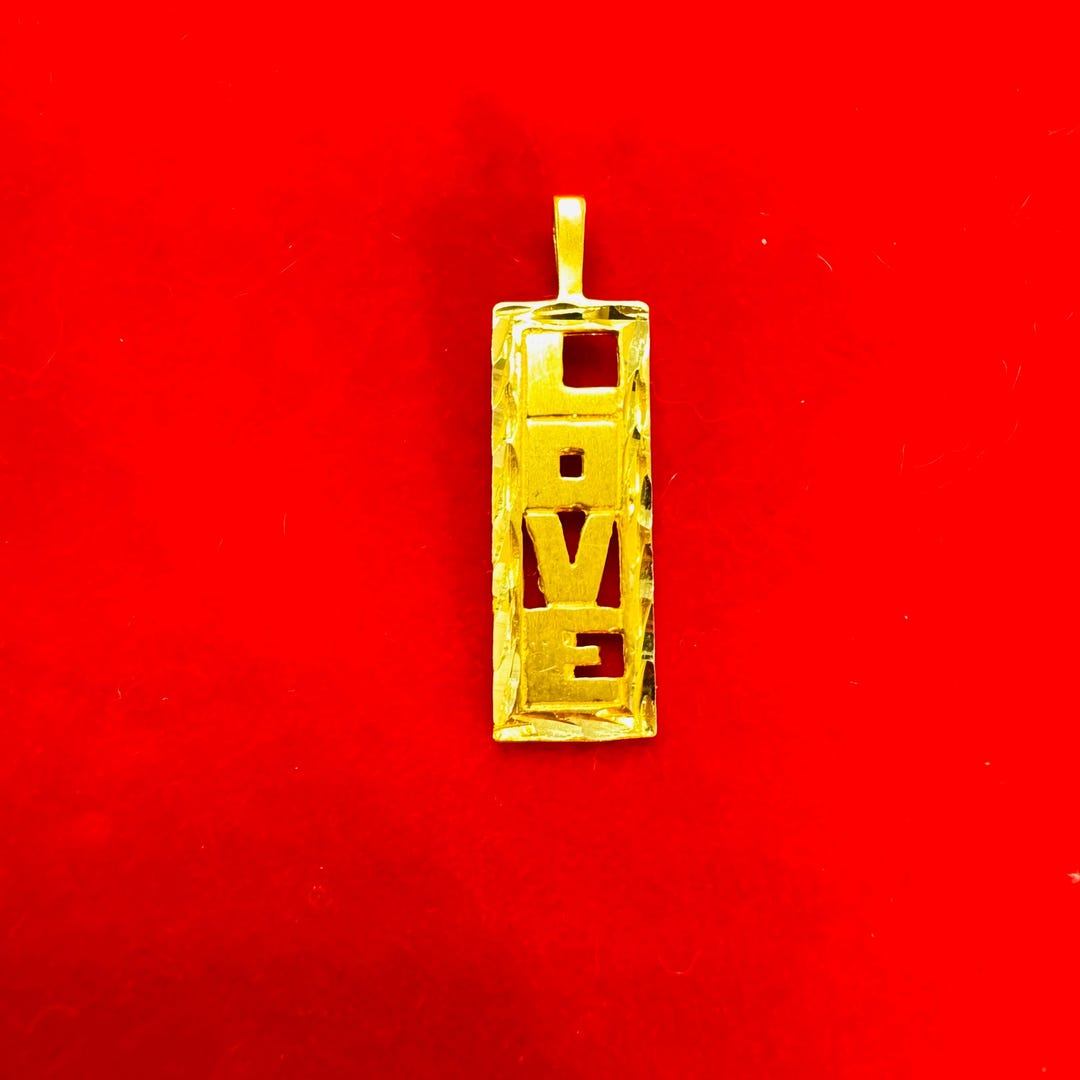 Vintage 14K Yellow Gold Rectangle LOVE Charm - Etsy