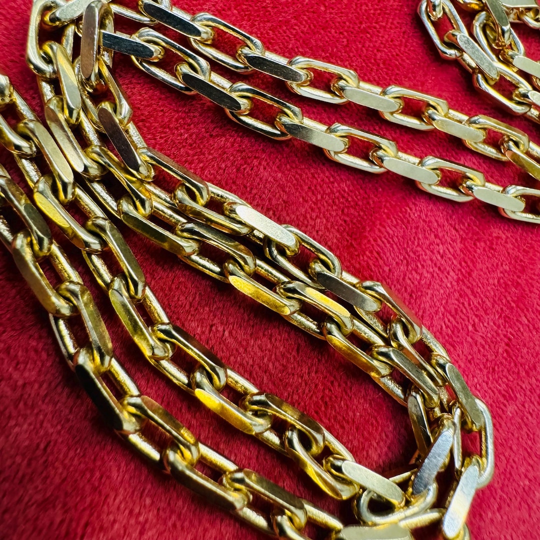 Heavy Solid 14K Yellow Gold Biker Link Chain Necklace With Lobster ...