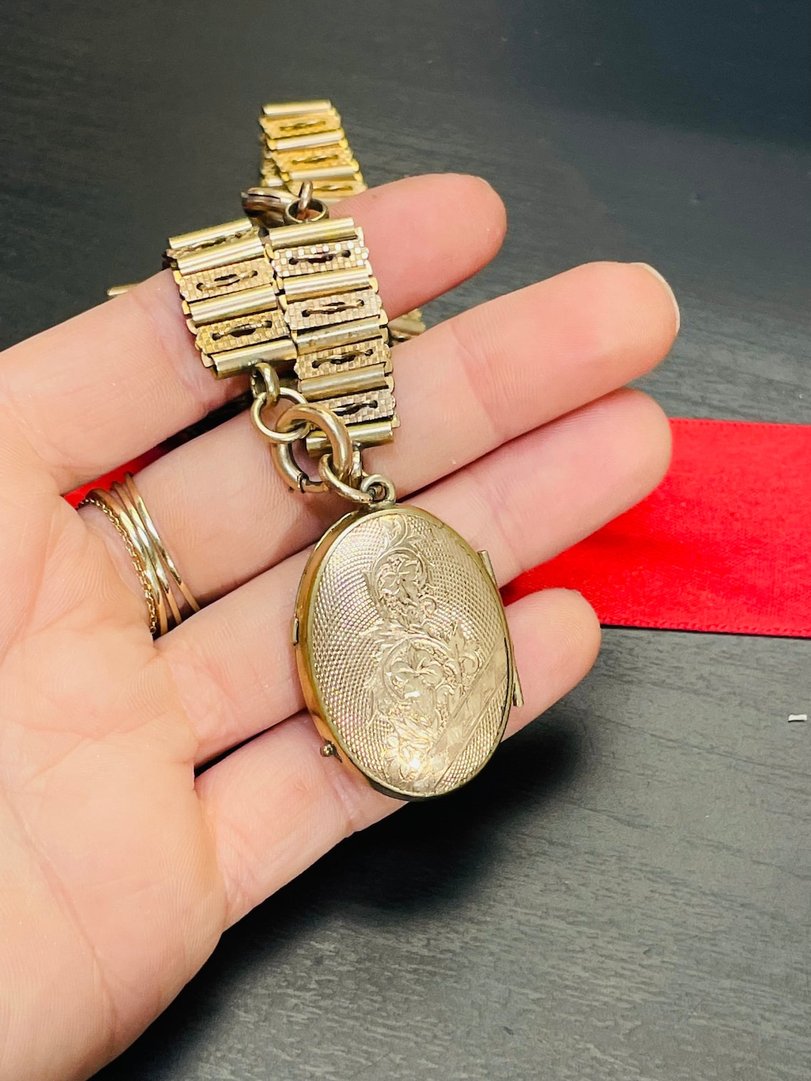 Antique Victorian Gold Filled Book Chain and Locket Exquisite - Etsy