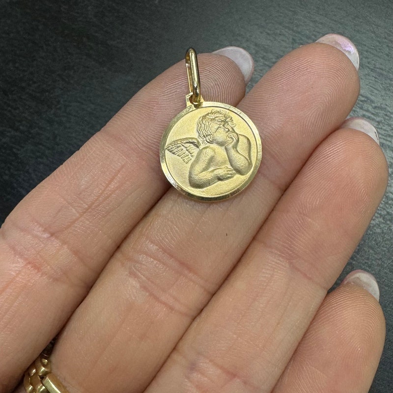 Cherub Round Pendant - Etsy