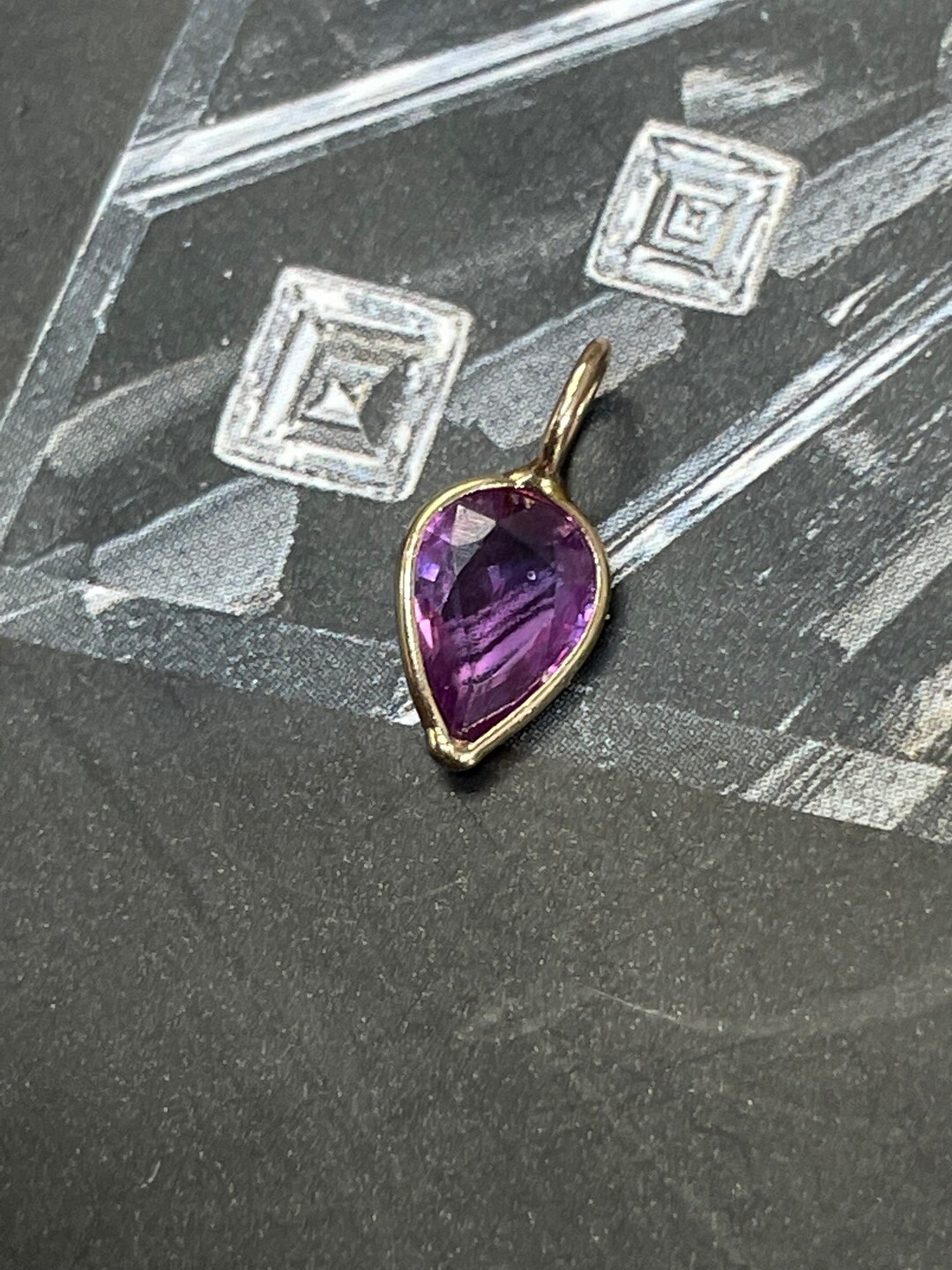 Natural Deep Reddish Purple Ruby 1CT Pear Shaped Bezel Set Solid 14K ...