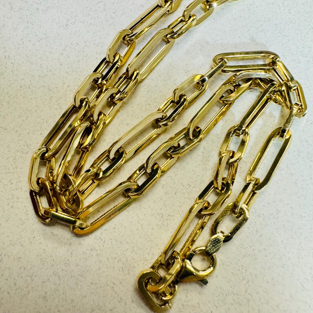 20" 5mm 14K Yellow Gold Multi Link Paperclip Link Chain Necklace - Etsy