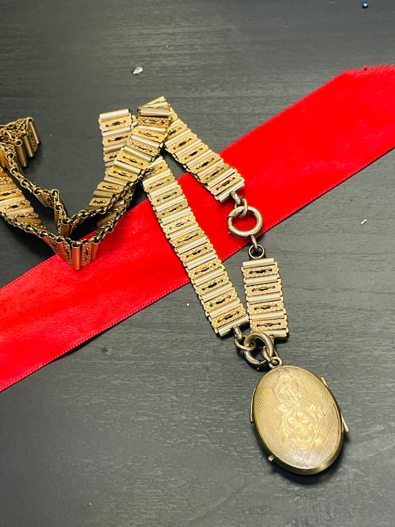 Antique Victorian Gold Filled Book Chain and Locket Exquisite - Etsy