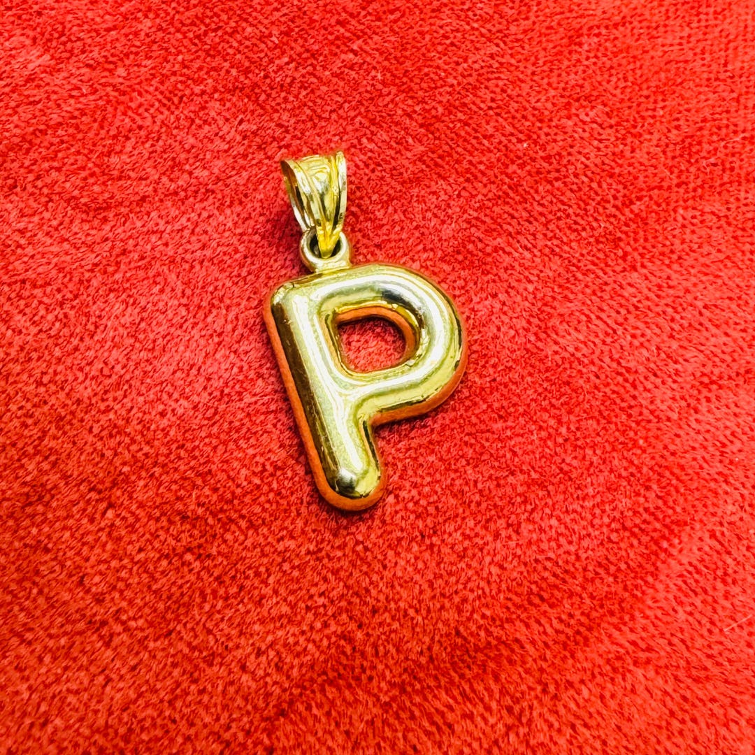 Cute 10K Yellow Gold Puffy Balloon Initial P Charm Pendant - Etsy