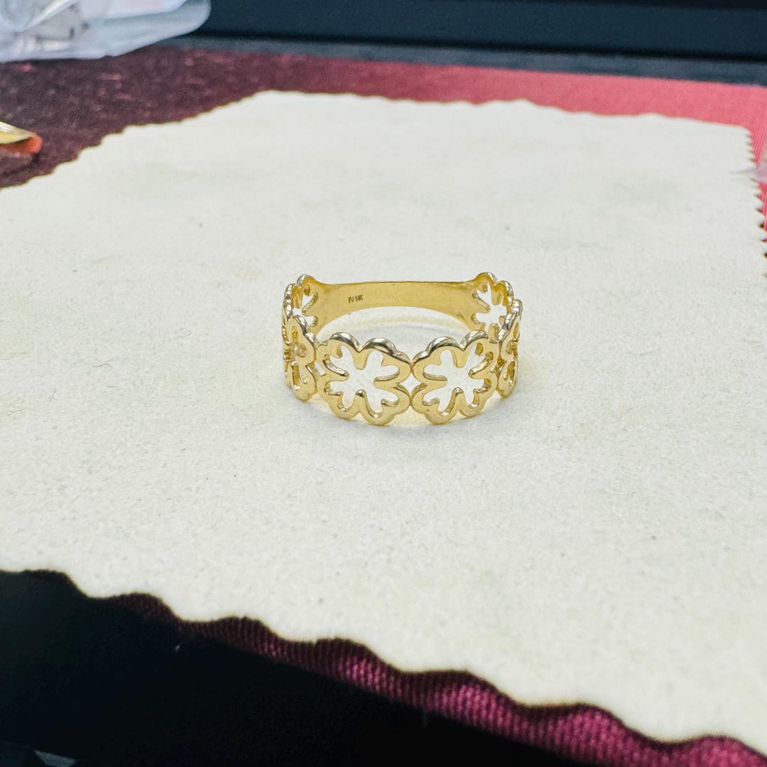 Cute! 4 Leaf Clover Solid 14K Yellow Gold Ring Size 6 - Etsy