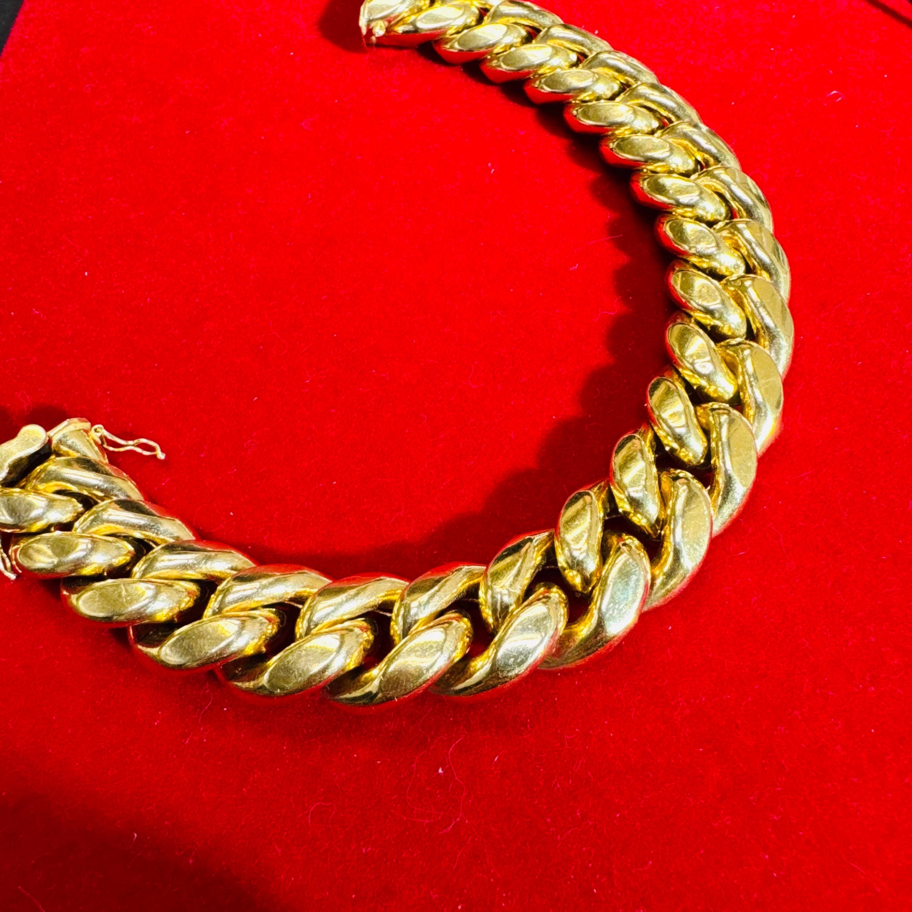 9" 17mm 14K Yellow Gold Curb Link Bracelet With Box Lock Clasp 84.4g ...