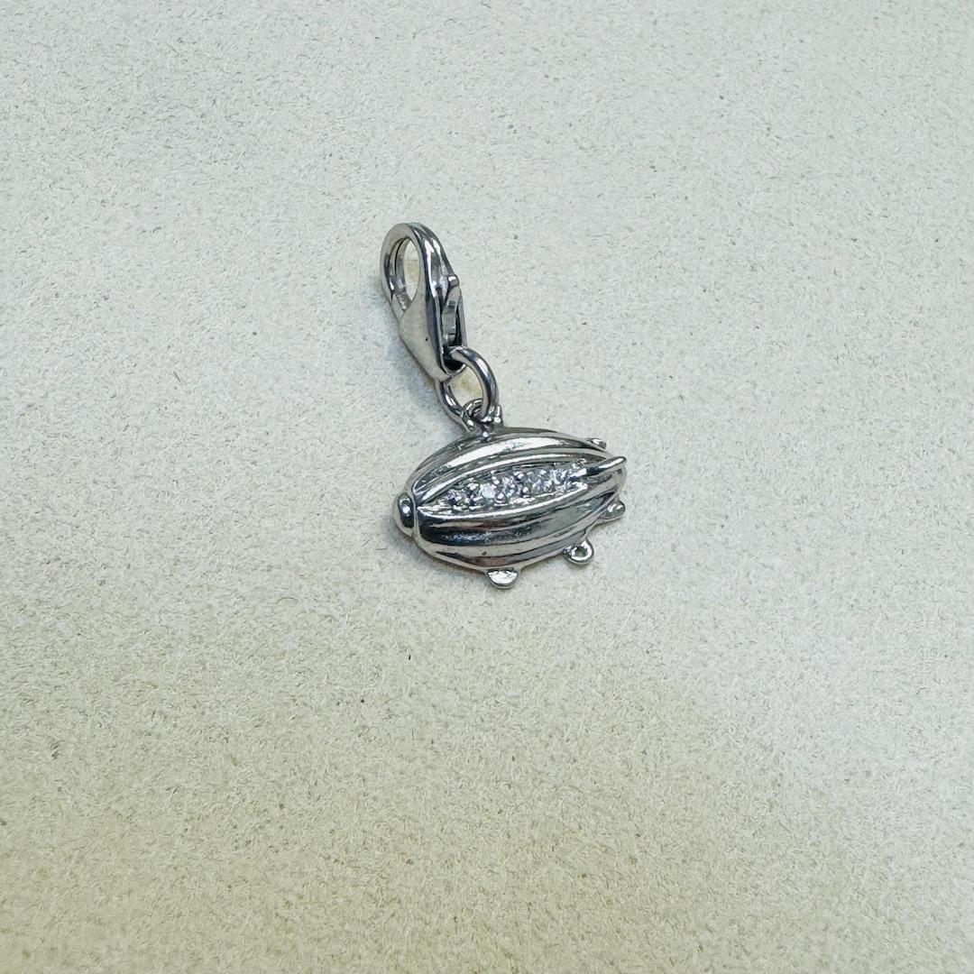 14K White Gold and Diamond Blimp Small Charm Pendant With Lobster Bail ...