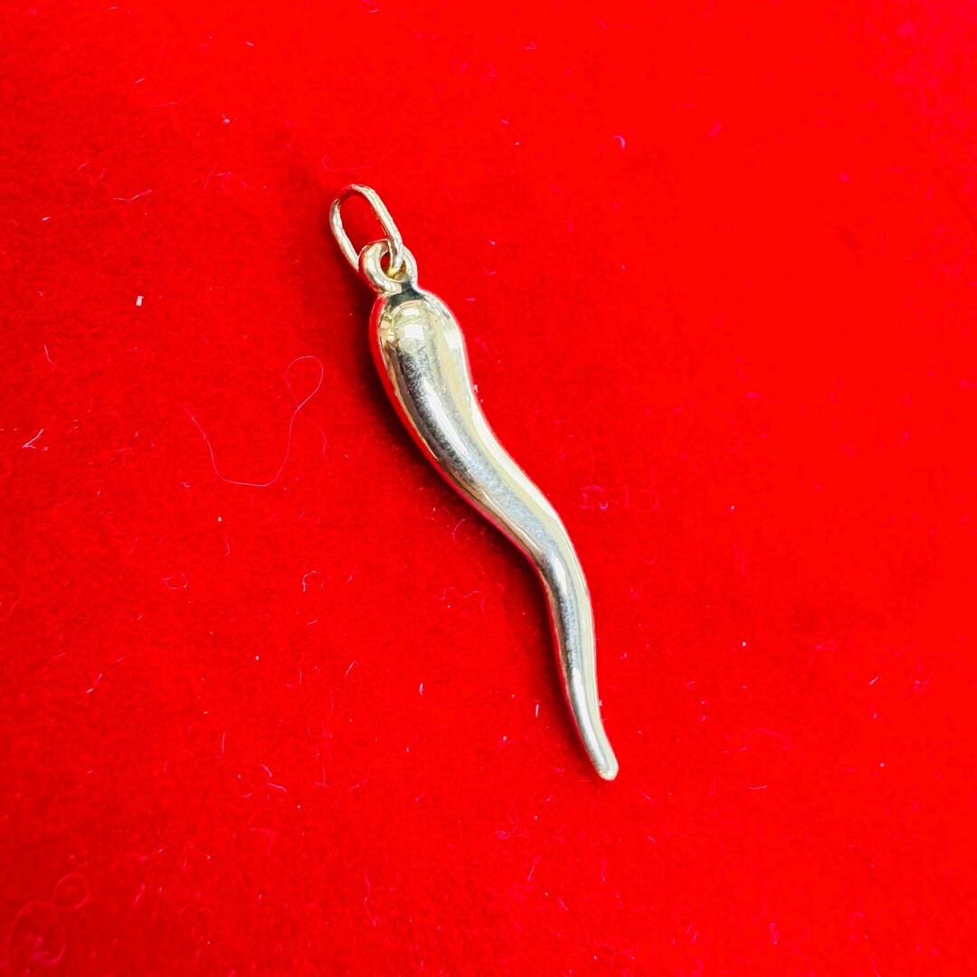 1.25" 14K Yellow Gold Italian Horn Chilli Pepper Charm or Pendant - Etsy