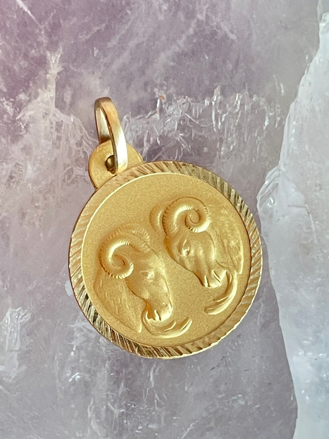 Vintage Solid 14K Yellow Gold Aries Ram Charm Medallion Pendant - Etsy
