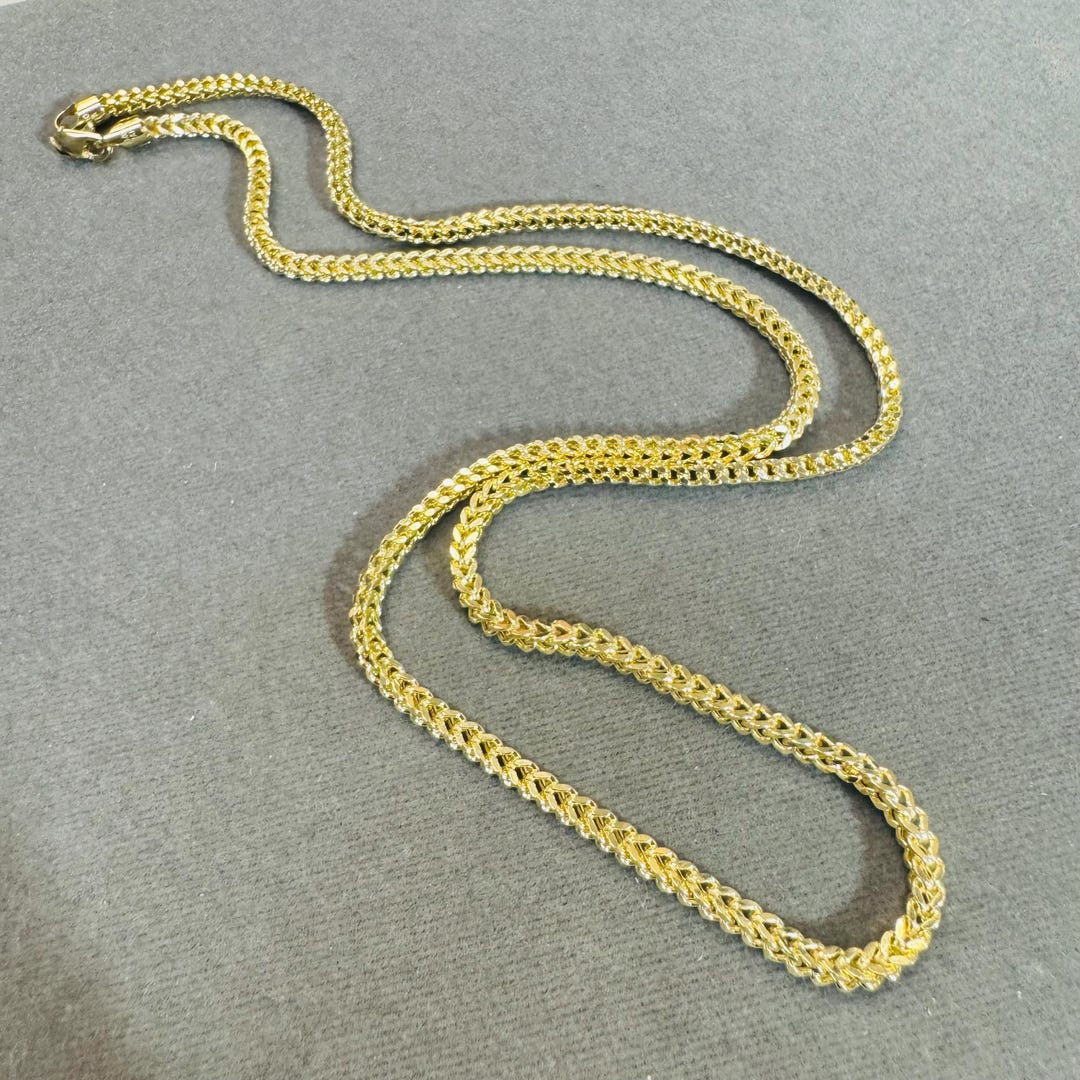 22” 3mm Solid Real 14K Yellow Gold Franco Link Chain Necklace Amoro ...