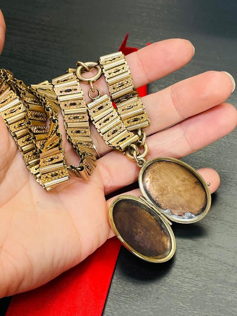 Antique Victorian Gold Filled Book Chain and Locket Exquisite - Etsy